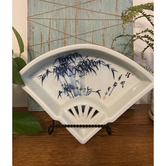 Dining | Japanese Porcelain Fan Shaped Bowl Sushi Tray Light Blue With ...